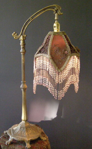 Table Bridge Lamp and Beaded Shade